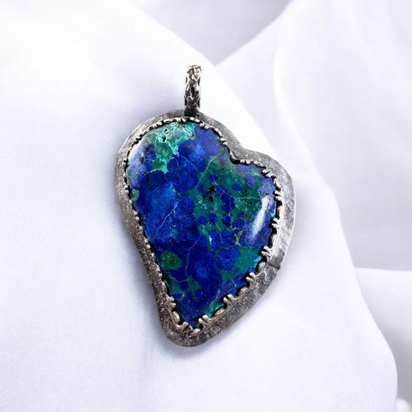 Azurite Malachite and Chrysocolla Heart Sterling Silver Pendant. $80 ...